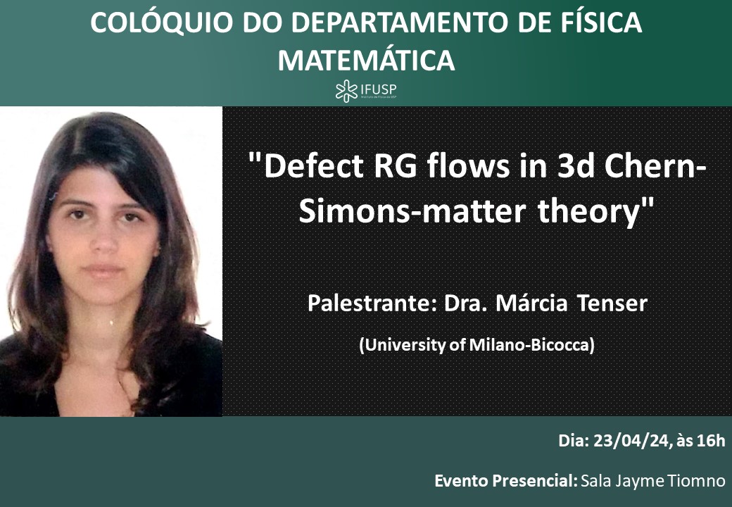 Defect RG flows in 3d Chern-Simons-matter theory | Colóquio DFMA | Department of Mathematical ...